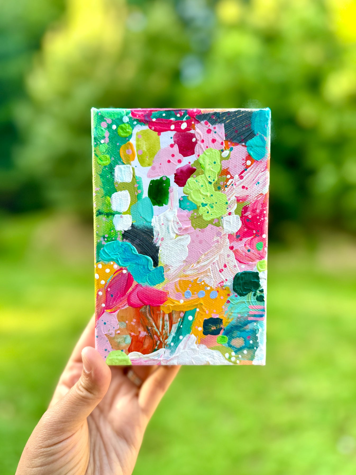 “Confetti Filled Day” Abstract Collage Painting on 4x6 inch canvas ...
