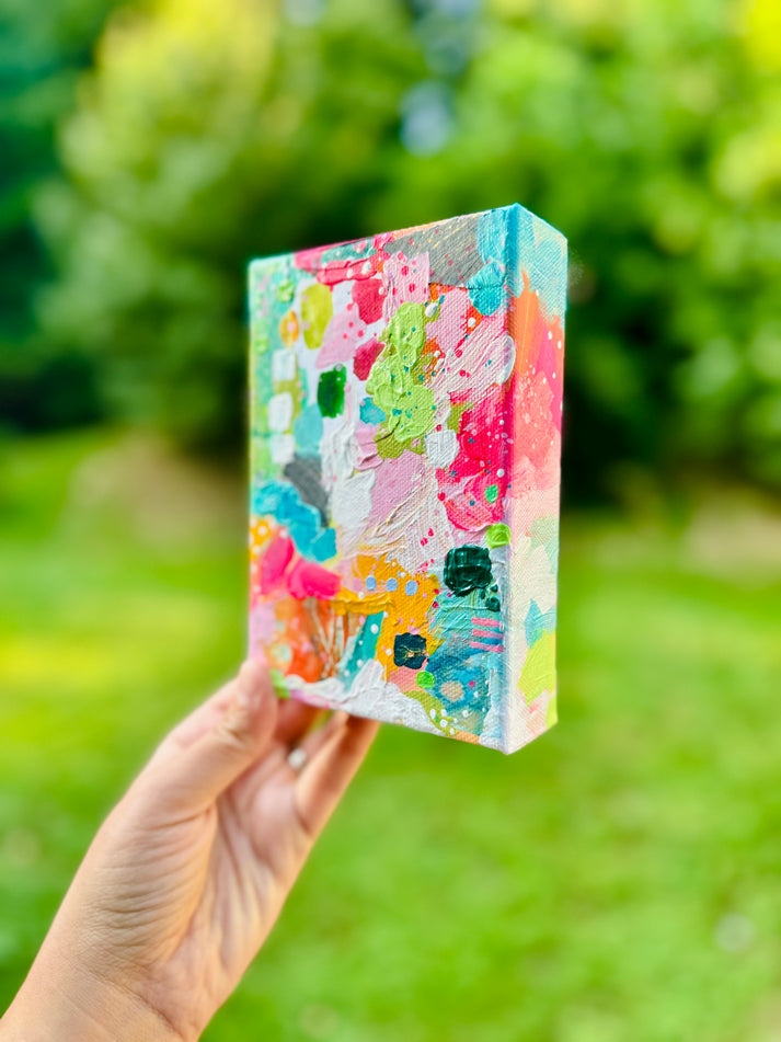 “Confetti Filled Day” Abstract Collage Painting on 4x6 inch canvas ...