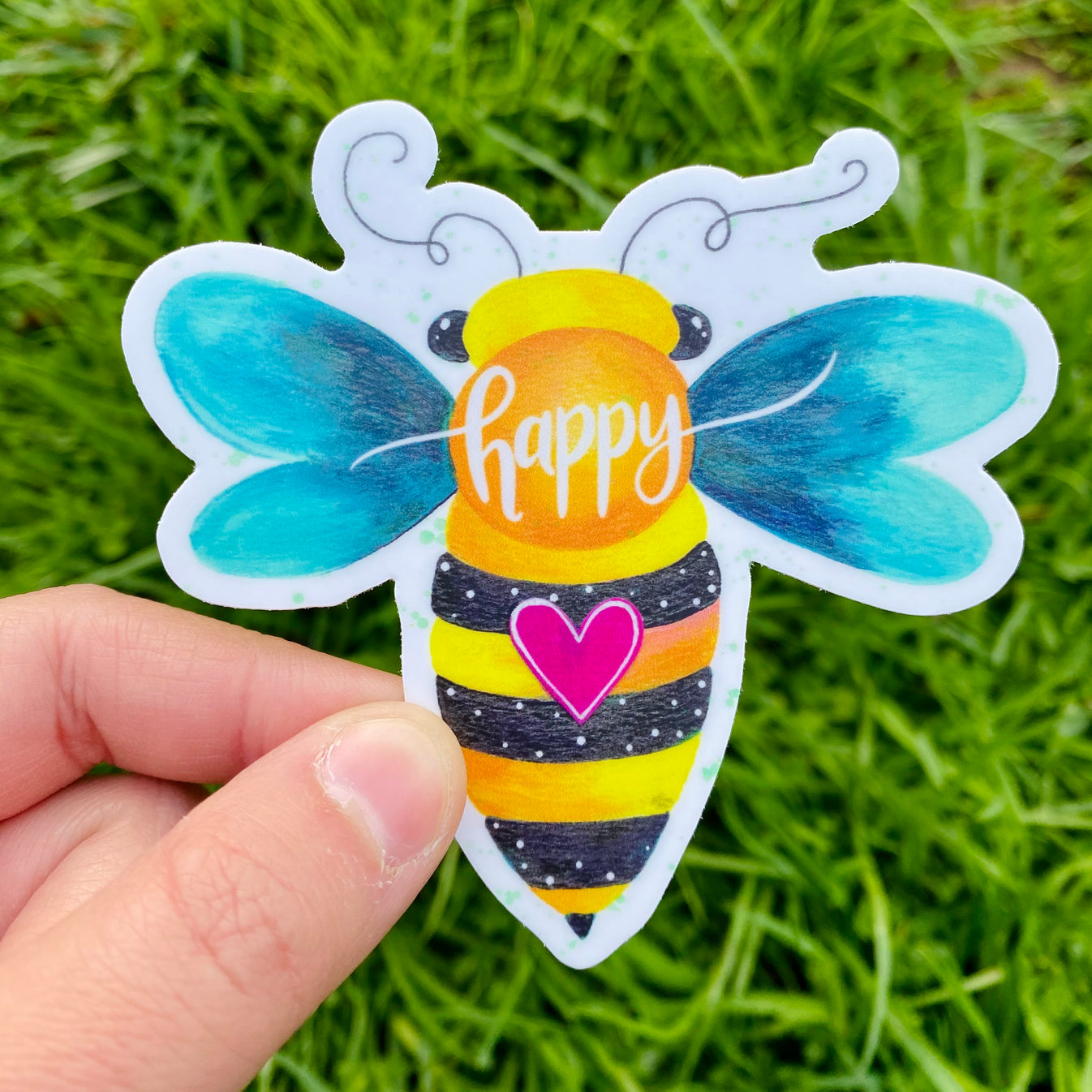 Bee Happy Vinyl Sticker March 2021 Sticker of the Month – Bethany Joy Art